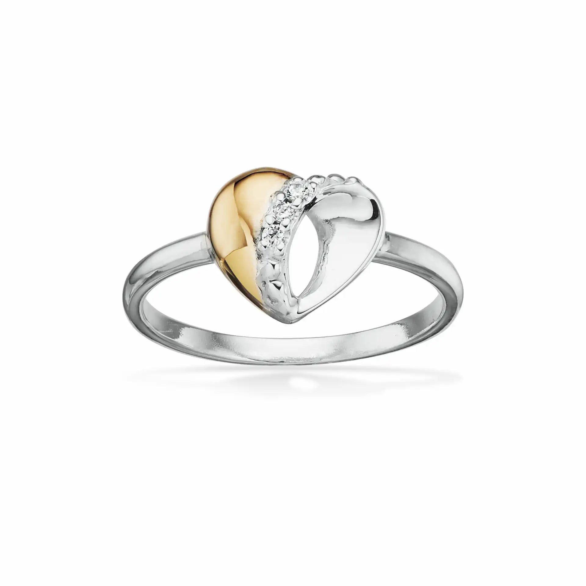 Scrouples - Sølv/8 kt ring, hjerte med syntetisk zirkon - Model: 72889 ...