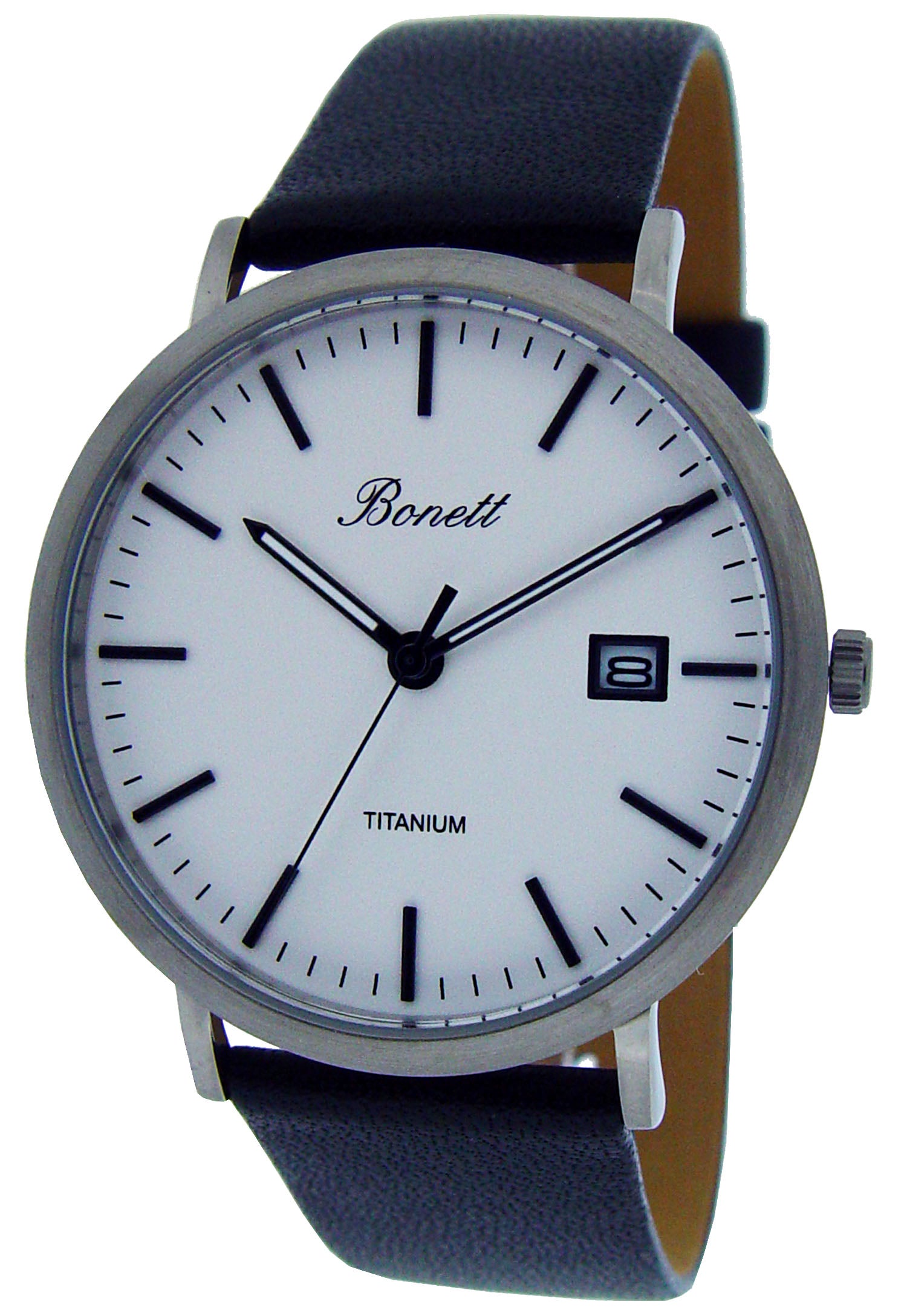 Bonett - Herreur i titanium m. sort læderrem - Model: 1398H – guldsmed ...