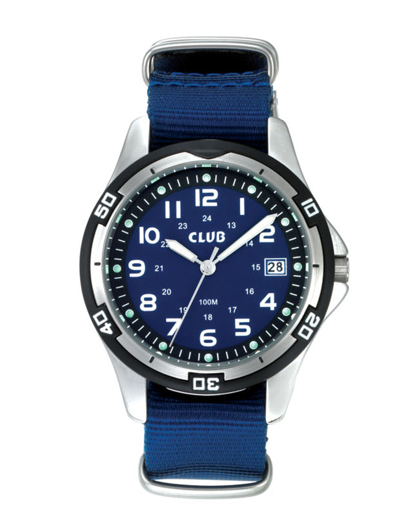 CLUB - DRENGE UR MED BLÅ NATO REM - 10 ATM - Model: A65127-1S8A ...
