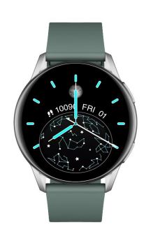 STRAND - Smartwatch, sølvfarvet urkasse og grøn silikonerem - Model: S ...